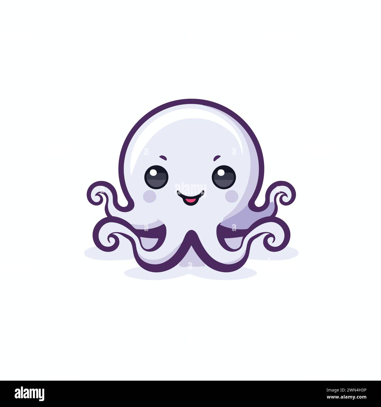 Cute smiling octopus isolated on white background. Cute cartoon kawaii ...