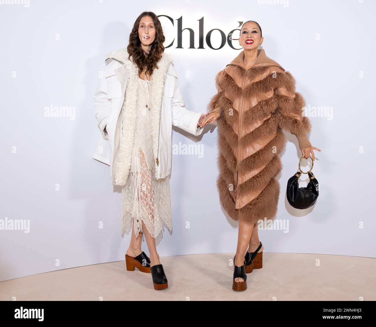 Anna Cleveland, left, and Pat Cleveland attend the Chloe Fall/Winter ...