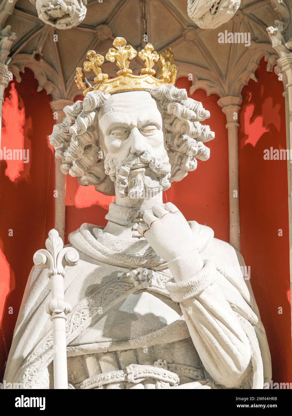 Statue of the medieval english king Edward II, on the rood screen in ...
