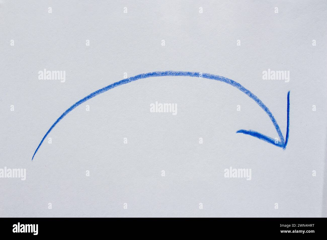 Hand drawn blue arrow on white paper Stock Photo - Alamy