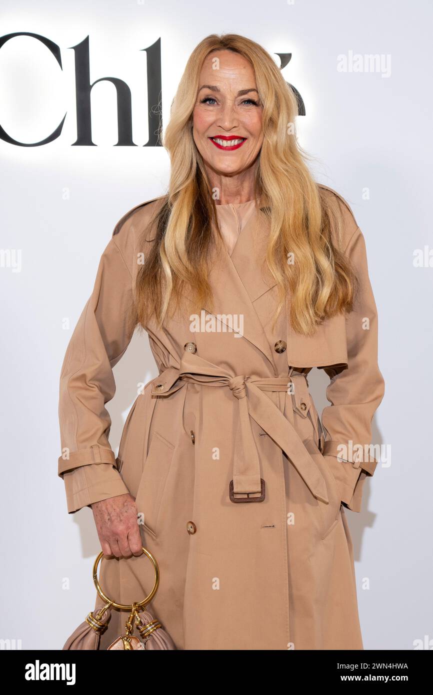 Jerry Hall attends the Chloe Fall/Winter 2024-2025 ready-to-wear collection presented Thursday ...