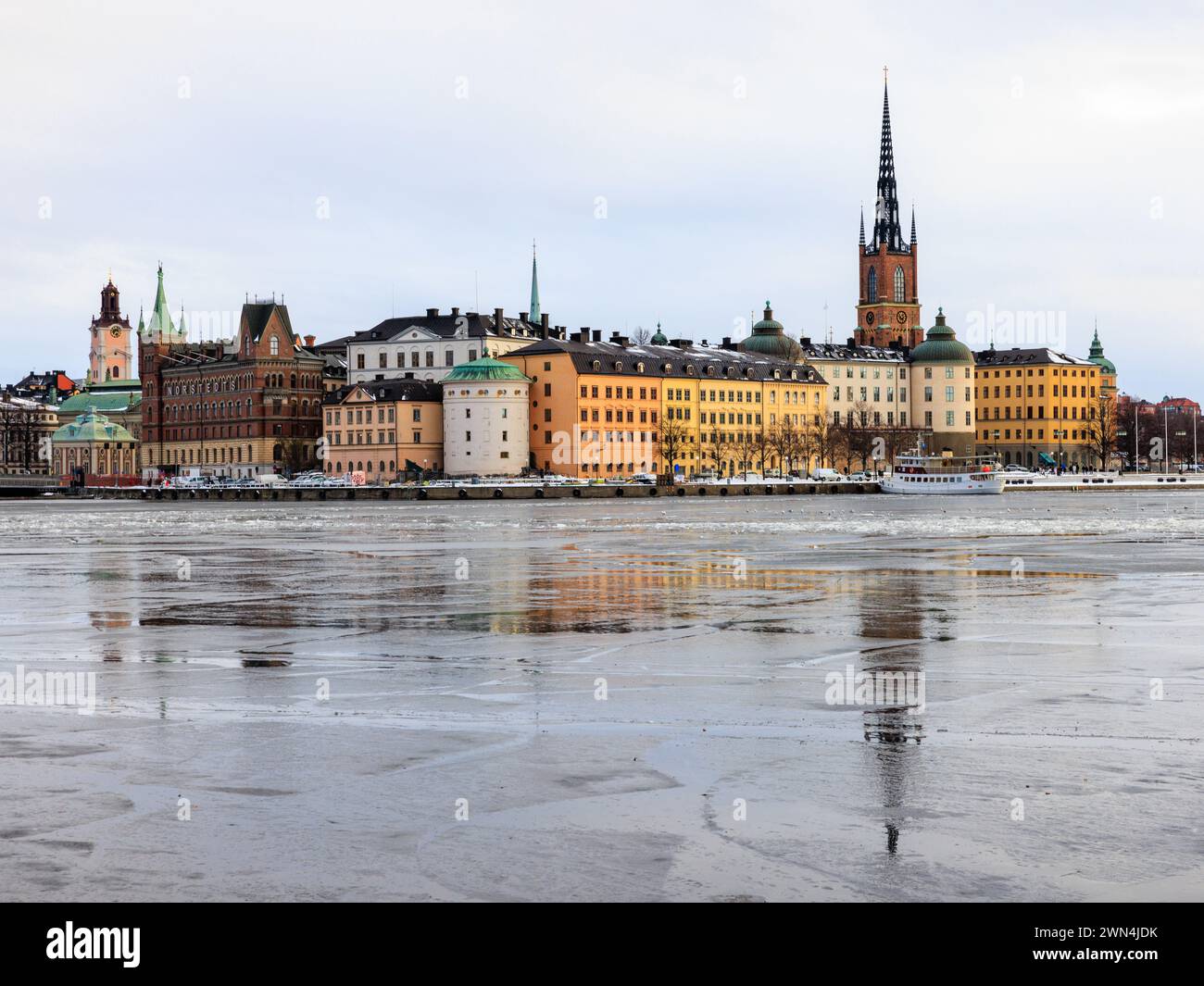 colourful waterfront of stockholm old town gamla stan and riddarholm ...