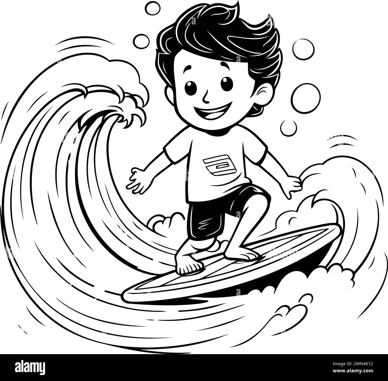 Surfing illustration book Black and White Stock Photos & Images - Alamy