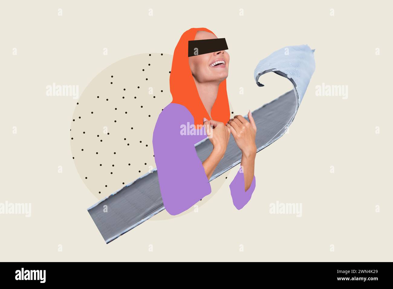 Contemporary art design collage of funky girl anonymous red hair lady ...