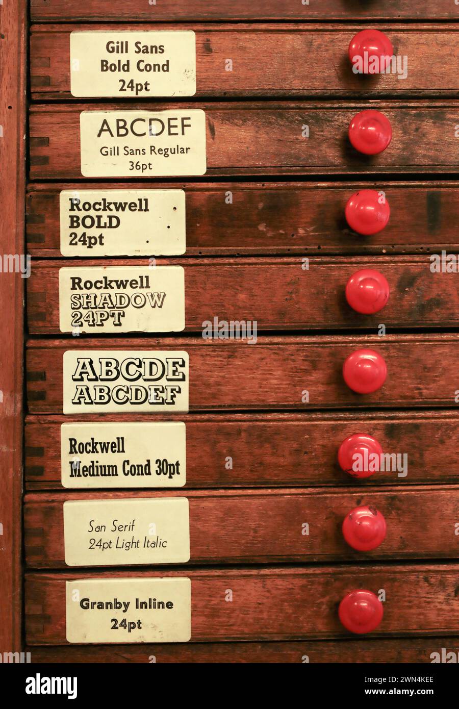 05/05/21 Drawers full of different sizes and varieties of typeface. For ...