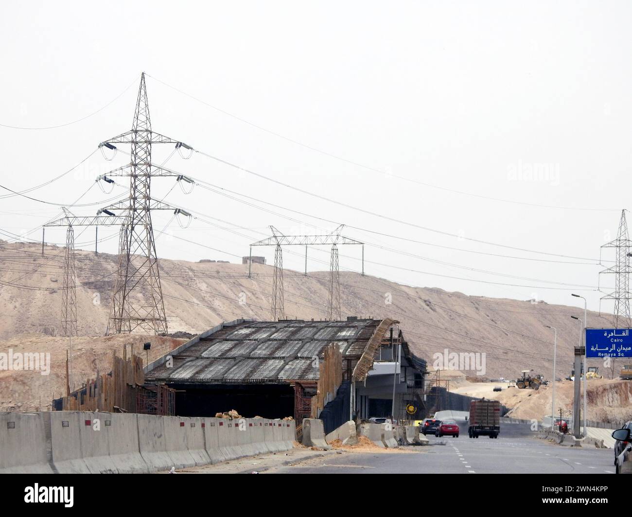 Giza, Egypt, February 23 2024: A new bridge under construction ...