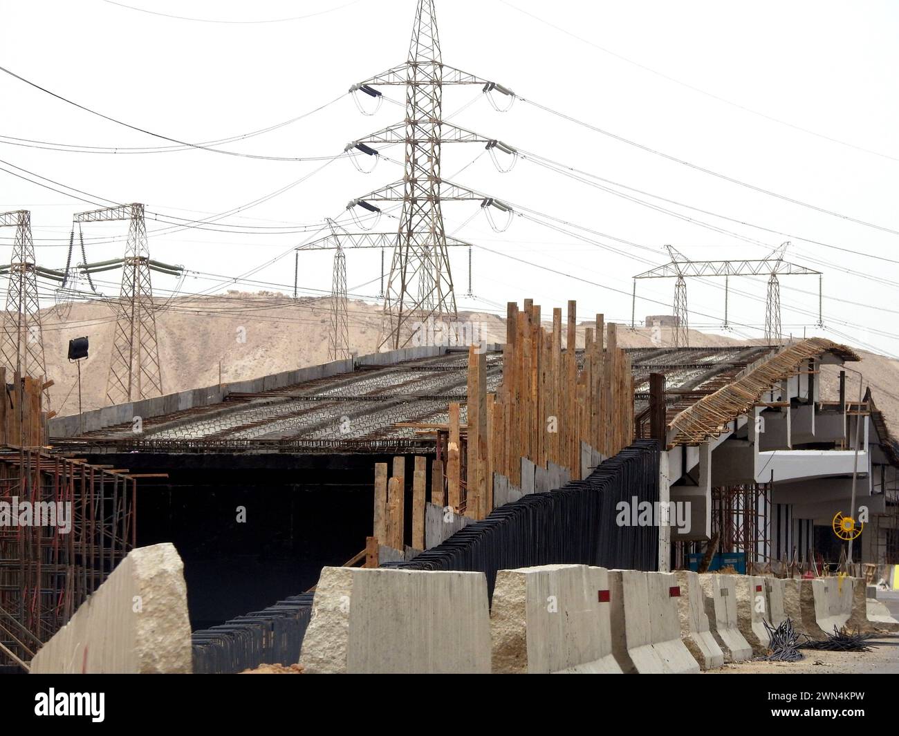Giza, Egypt, February 23 2024: A new bridge under construction ...
