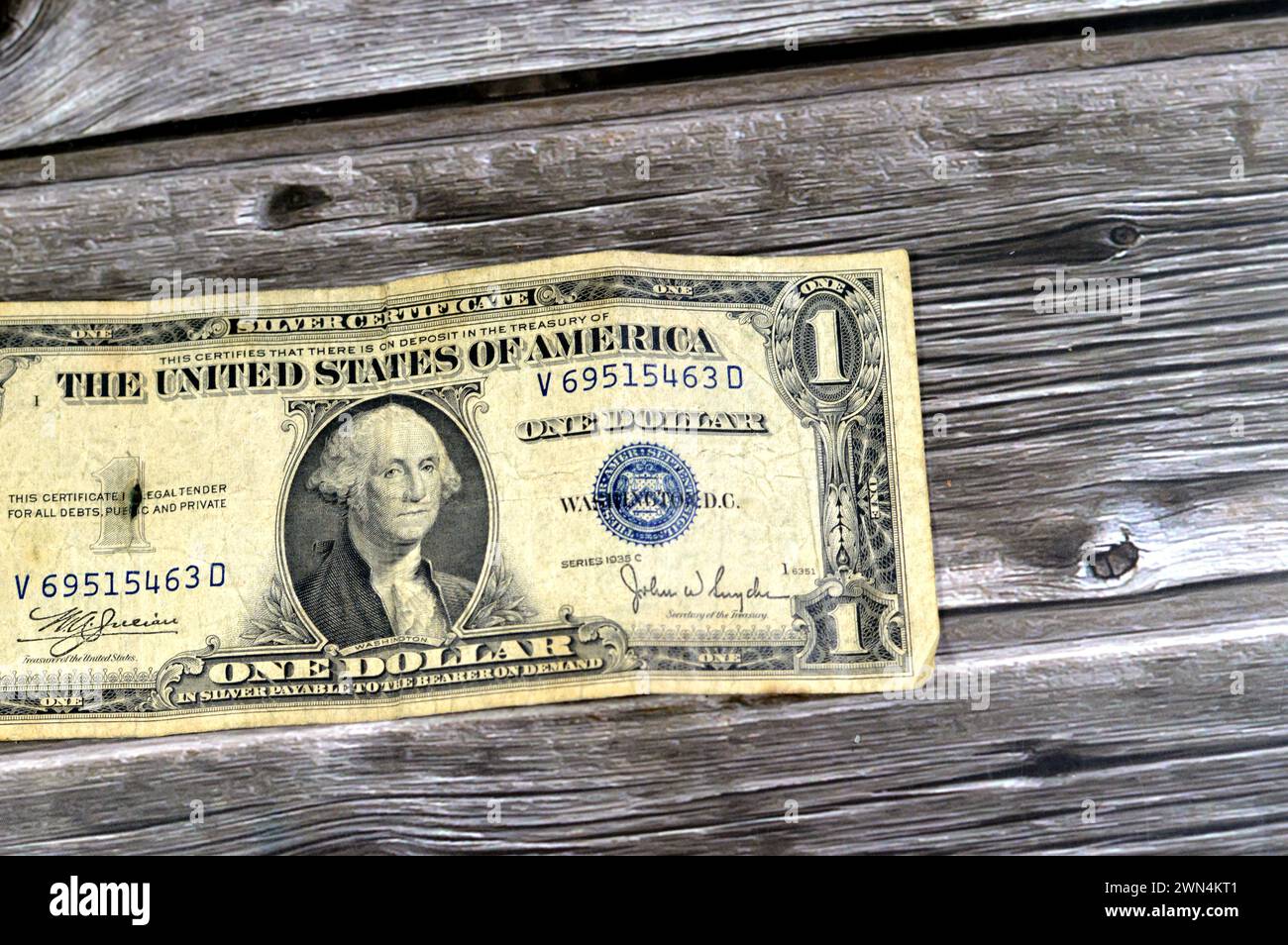 The Obverse side of 1 one dollar bill banknote series 1935 with the ...