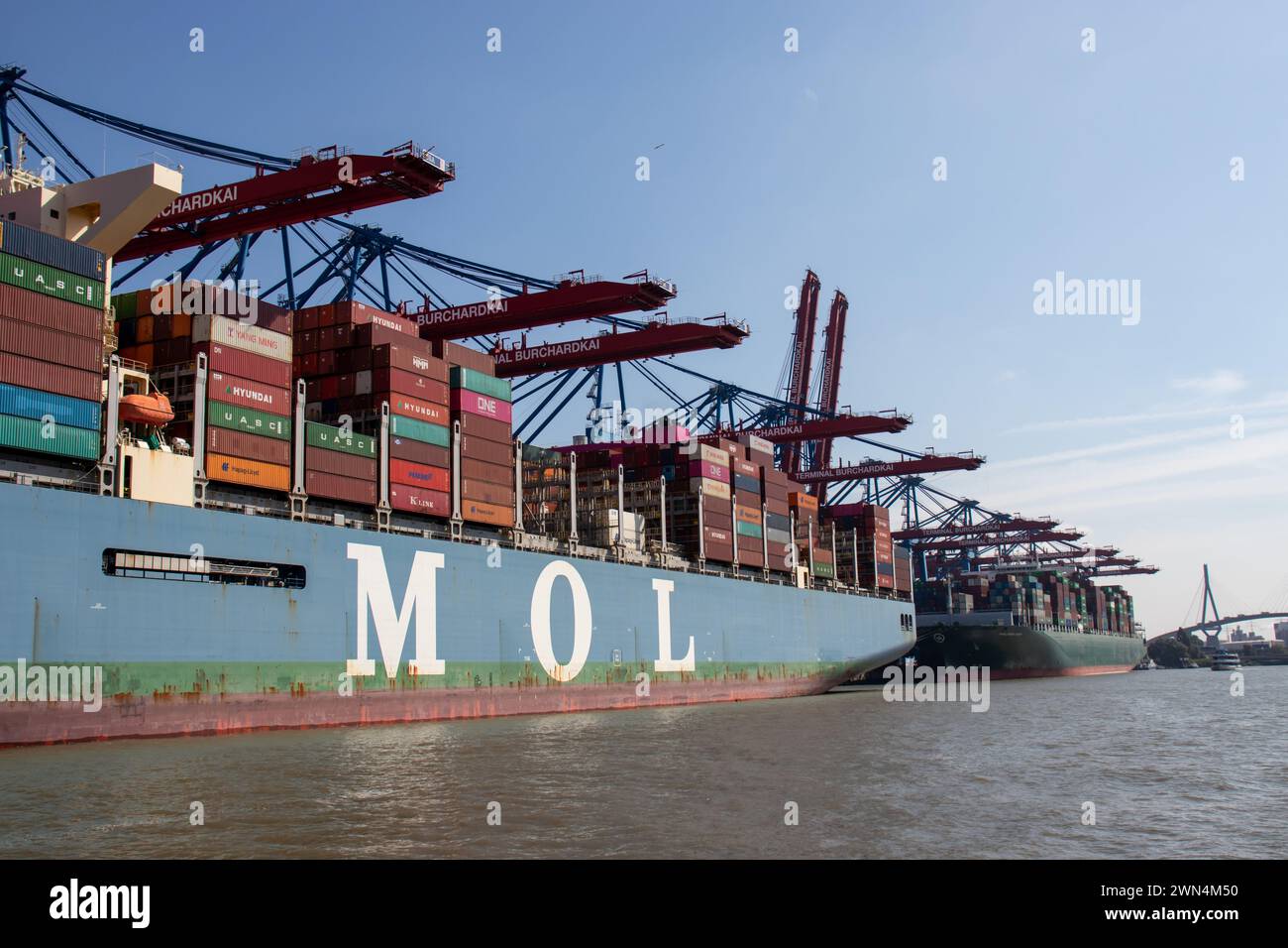 HHLA Container Terminal Eurogate at Burchardkai in Hamburg. Port of ...