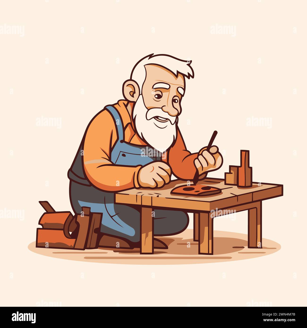 Old man wood carving Stock Vector Images - Alamy