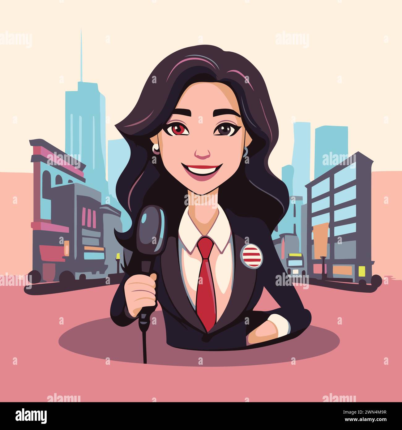 Female reporter microphone Stock Vector Images - Alamy