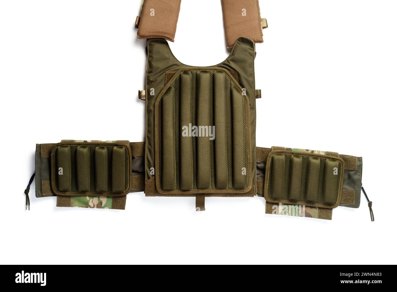 Close up of tactical bulletproof vest on white background Stock Photo ...