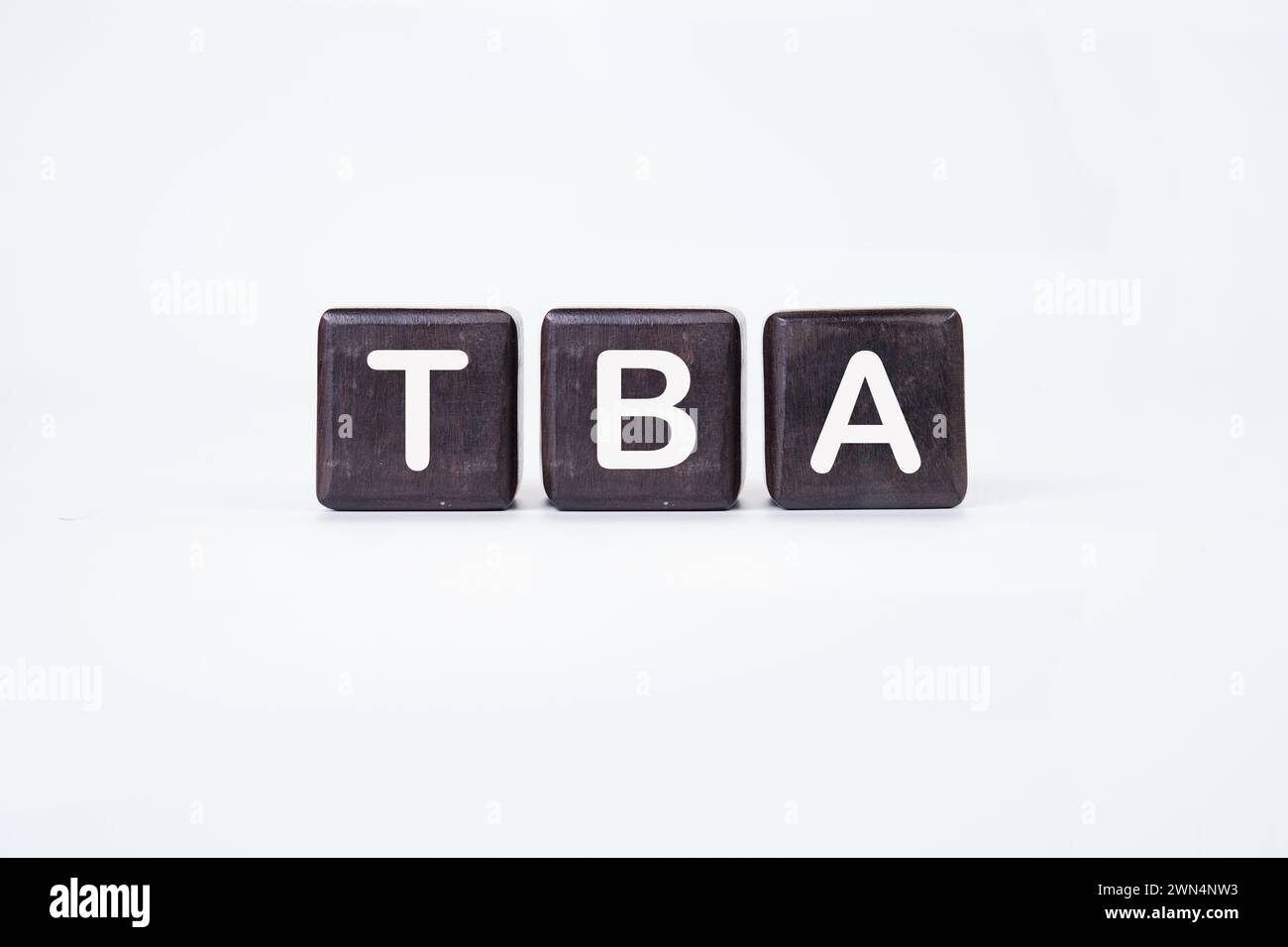 TBA To Be Announced acronym, business concept on cubes on a white ...