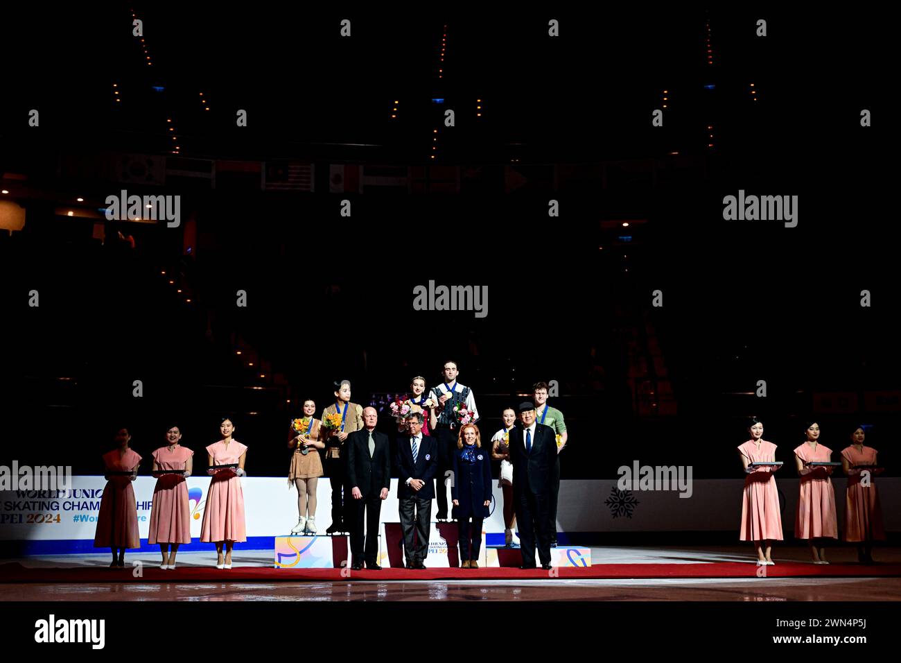 Junior Pairs Awards, L-R, Olivia FLORES & Luke WANG (USA) second place ...
