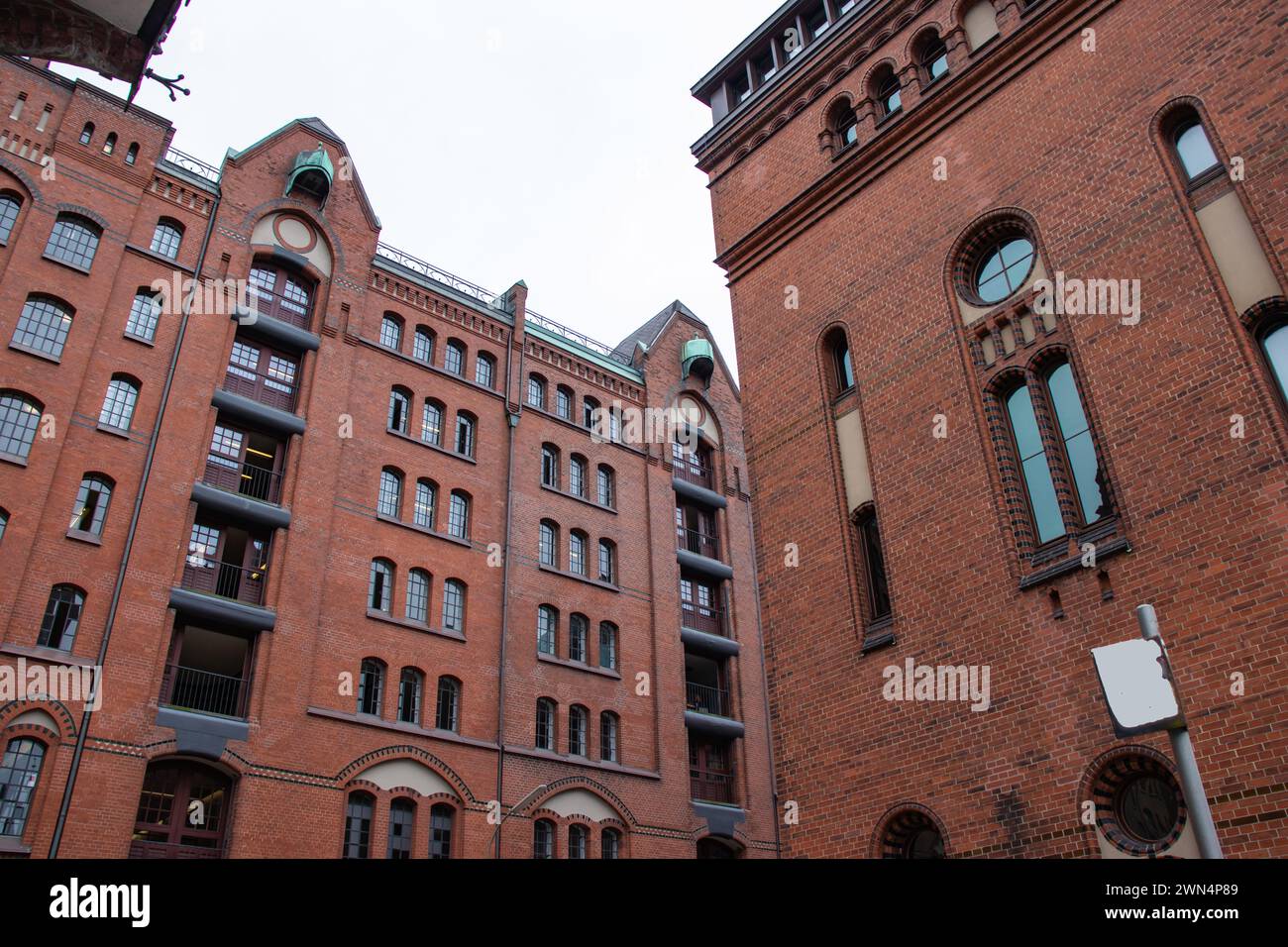 Hamburg, German. View of famous Speicherstadt warehouse district. Old ...
