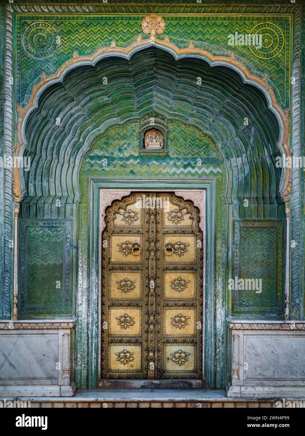 The historic Green gate at the Jaipur City Palace in Rajasthan, India ...
