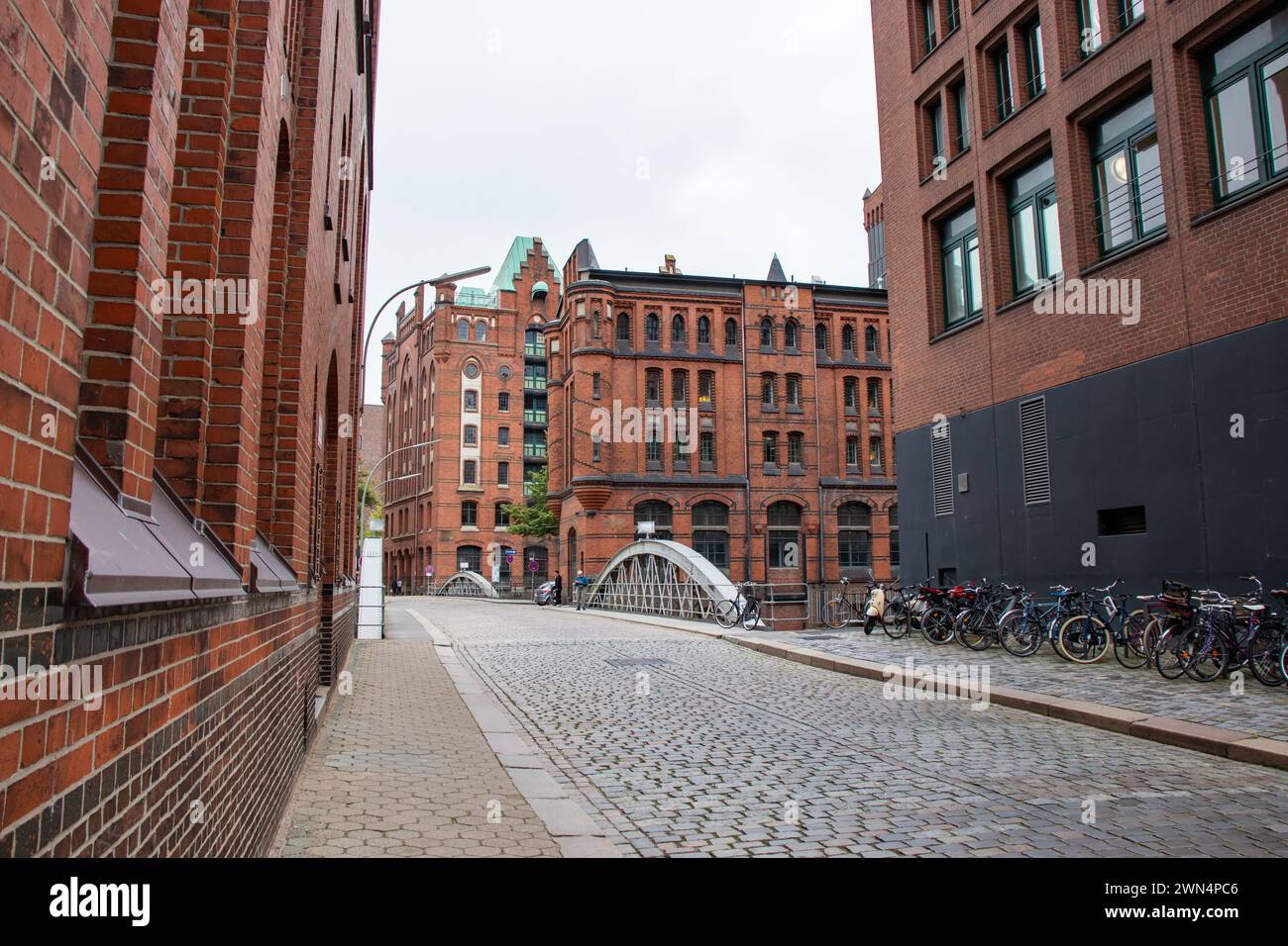 Hamburg, German. View of famous Speicherstadt warehouse district. Old ...