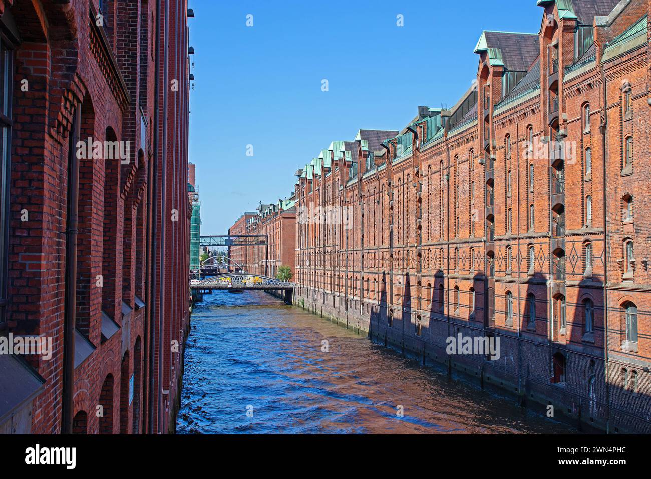 Hamburg, German. View of famous Speicherstadt warehouse district. Old ...