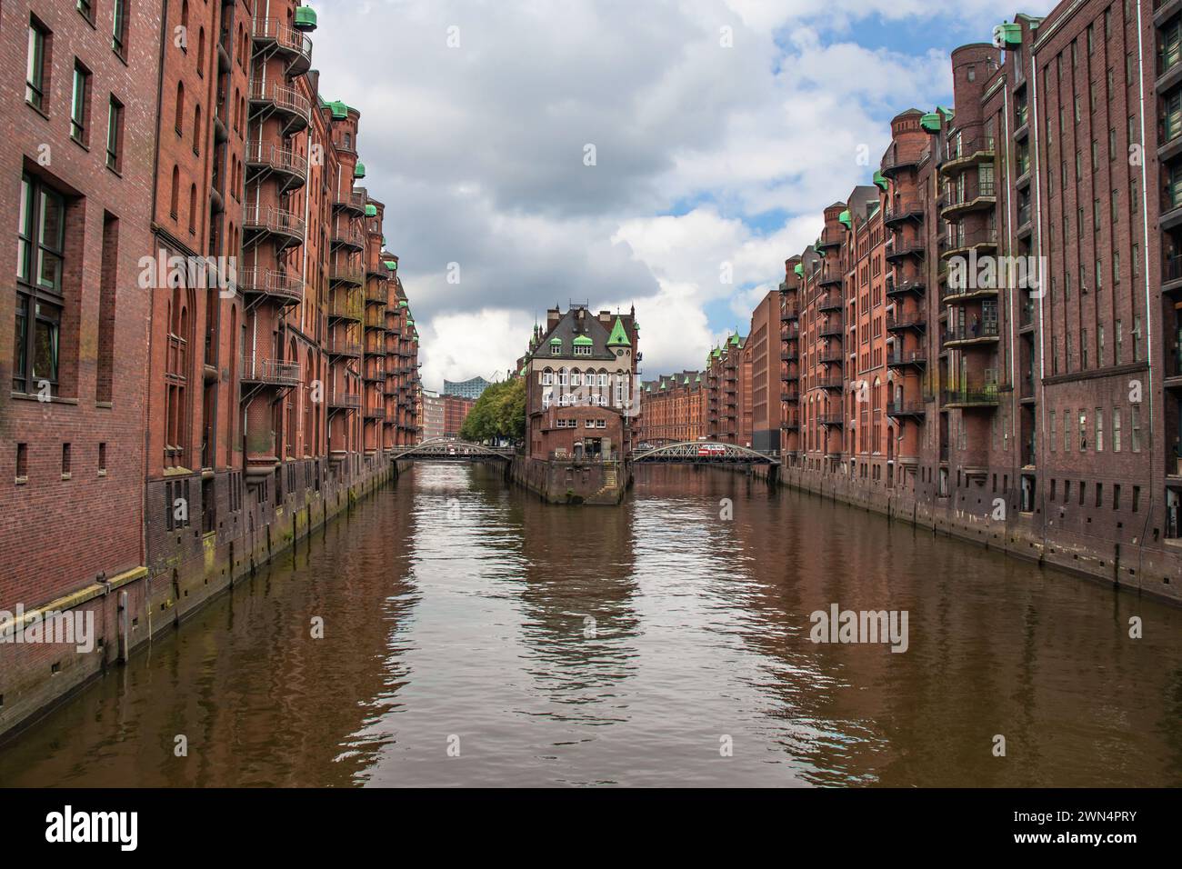 Hamburg, German. View of famous Speicherstadt warehouse district. Old ...