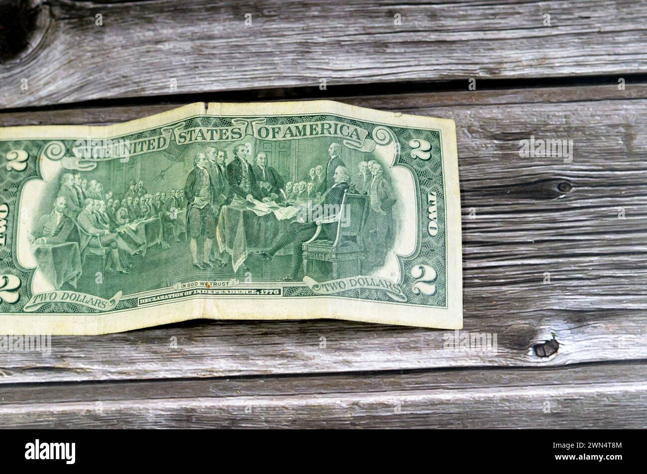 The reverse side of 2 two dollars bill banknote series 1976 with ...