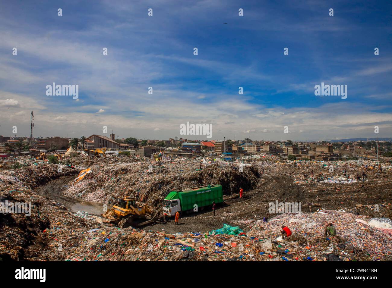 General view of the Dandora dumpsite. Dandora slum lays one of the ...
