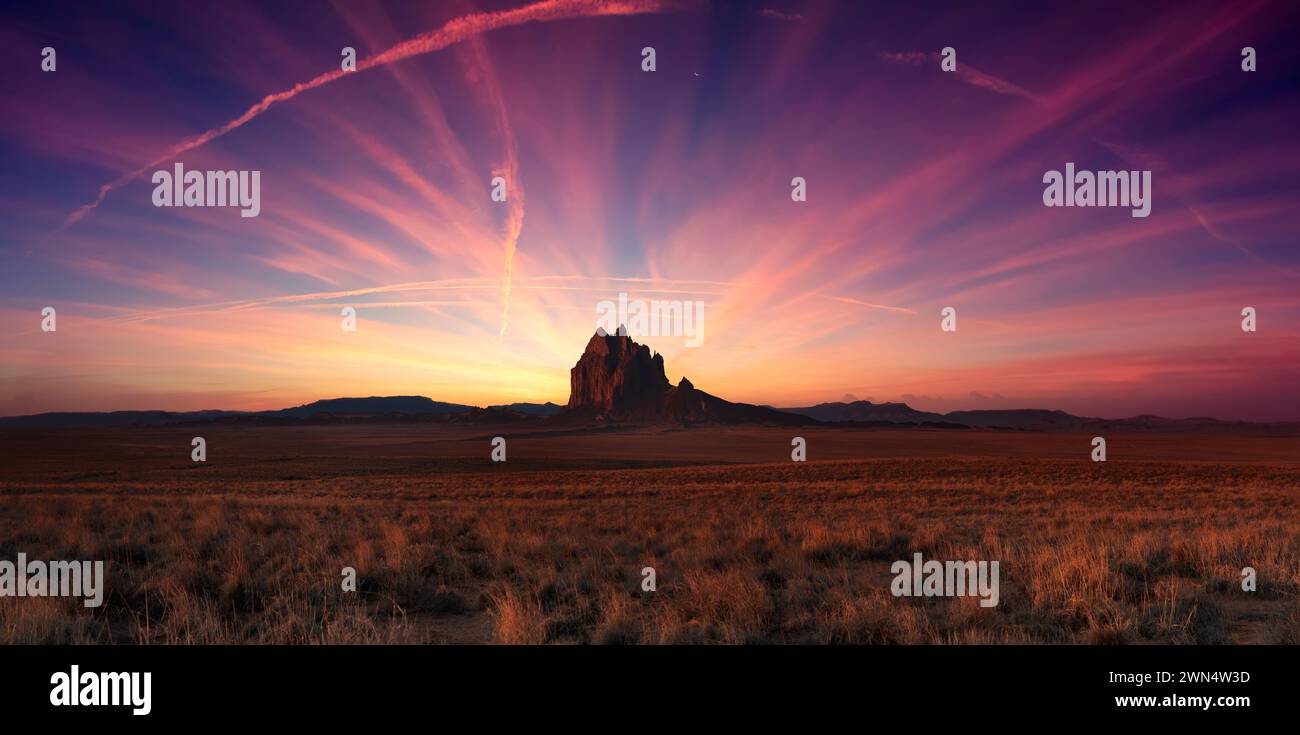 Ship Rock in the desert of New Mexico, United States. Nature Background ...