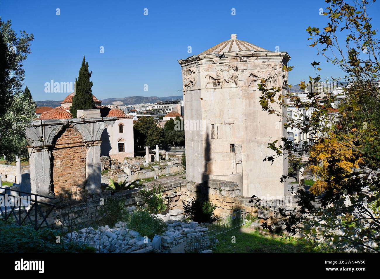 Athens, Greece - December19, 2023: Ruins in the ancient Roman Agora in ...