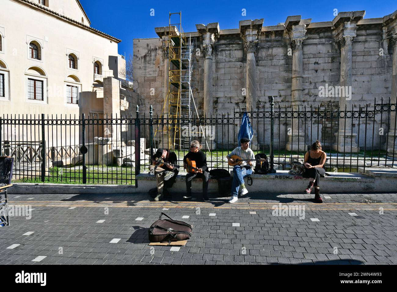 Athens, Greece - December19, 2023: Unidentified street musicians with ...