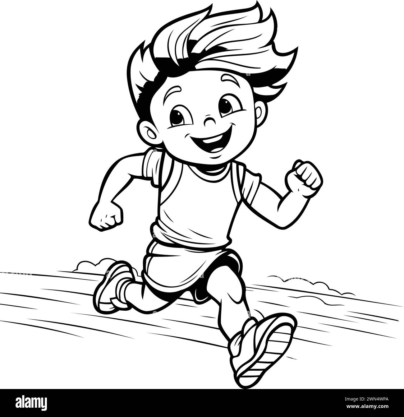 Marathon runner running drawing Black and White Stock Photos & Images ...