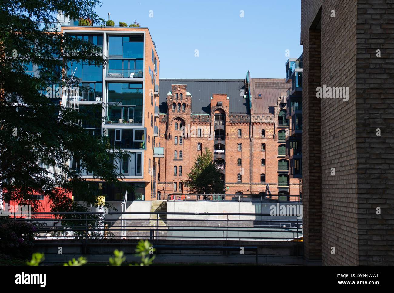 Hamburg, German. View of famous Speicherstadt warehouse district. Old ...