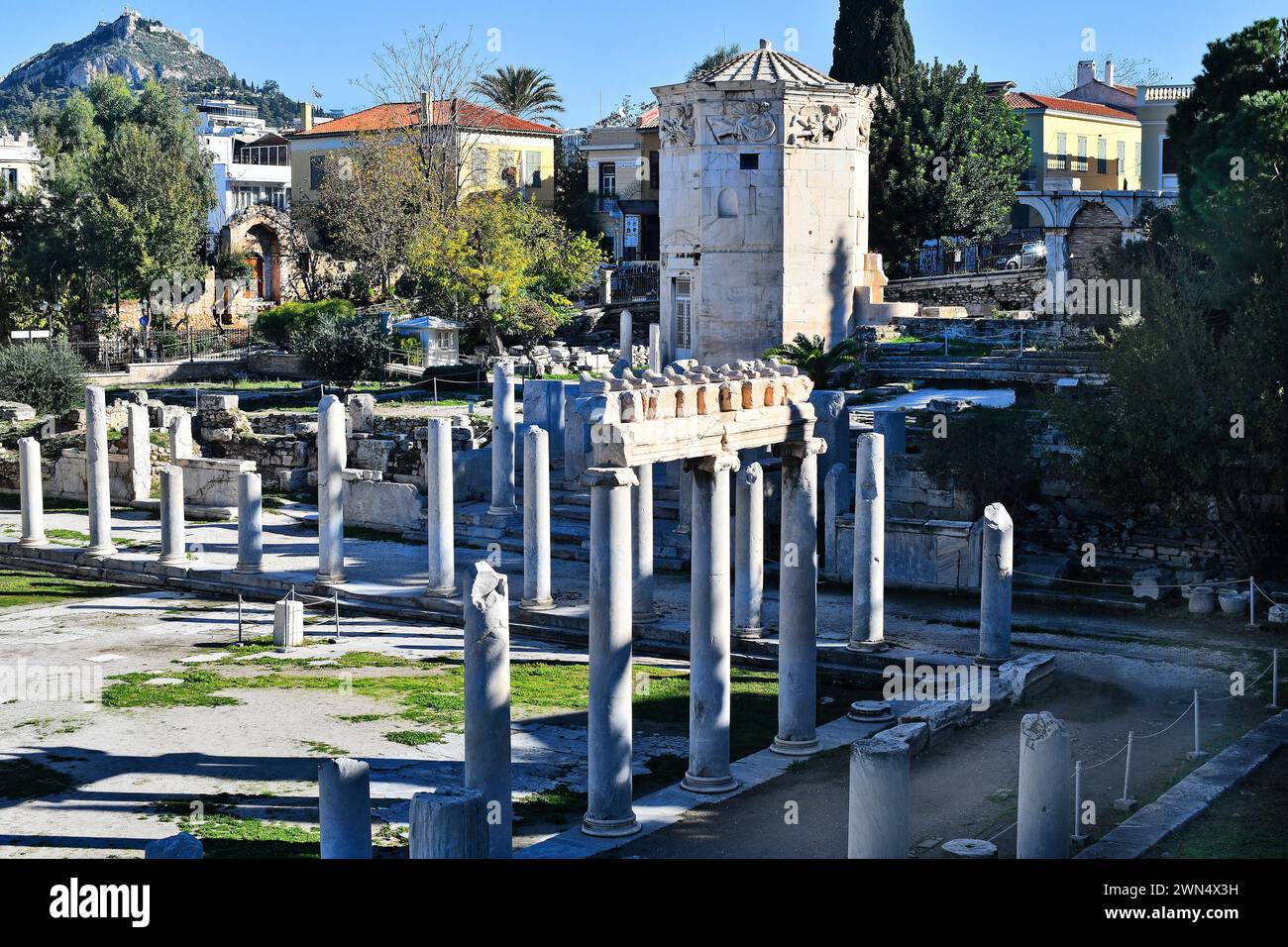 Athens, Greece - December19, 2023: Ruins in the ancient Roman Agora in ...