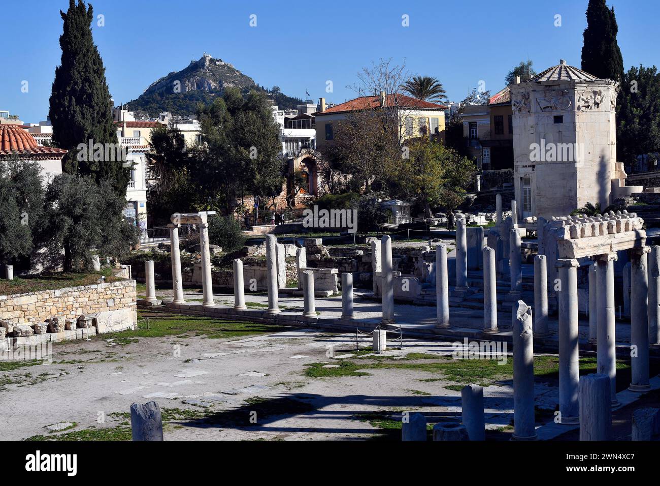 Athens, Greece - December19, 2023: Ruins in the ancient Roman Agora in ...