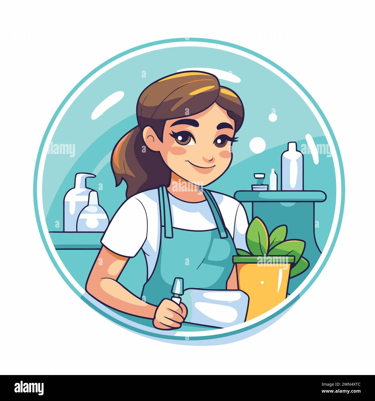 Housewife cleaning apron Stock Vector Images - Alamy