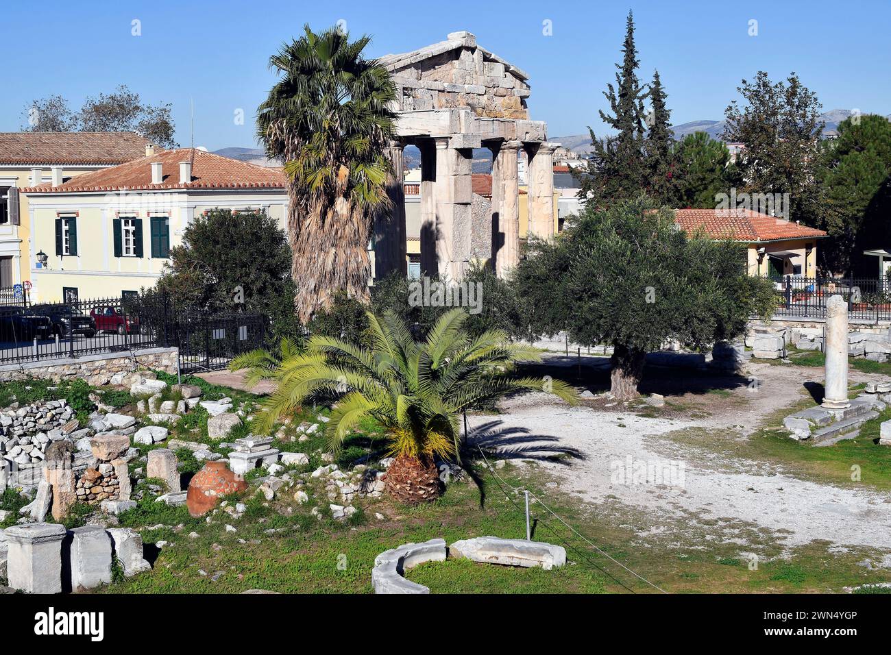 Athens, Greece - December19, 2023: Ruins in the ancient Roman Agora in ...