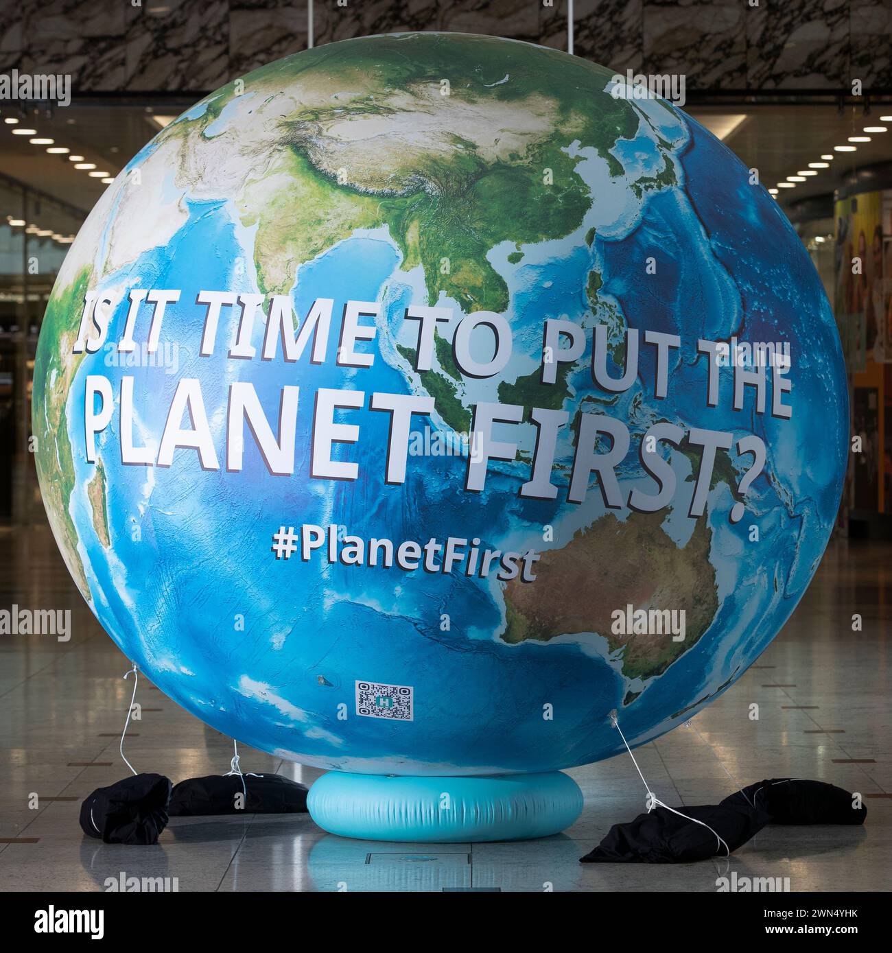 04/06/21 A giant globe emblazoned with the words: ‘IS IT TIME TO PUT THE PLANET FIRST’ is ...