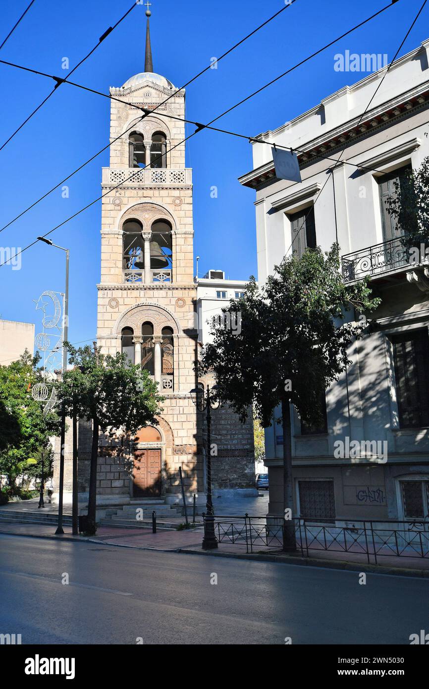 Athens, Greece - old church Agia Triada with separated bell tower Stock Photo - Alamy