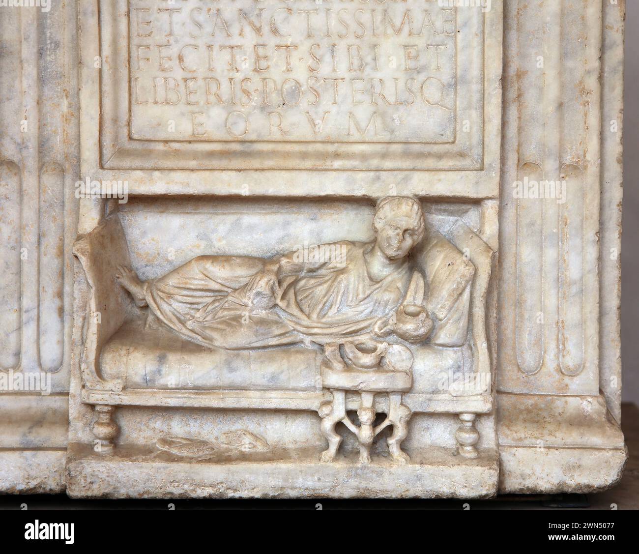 Cinerary altar dedicated by Titus Flavius Chrysippus to his wife. Mable ...