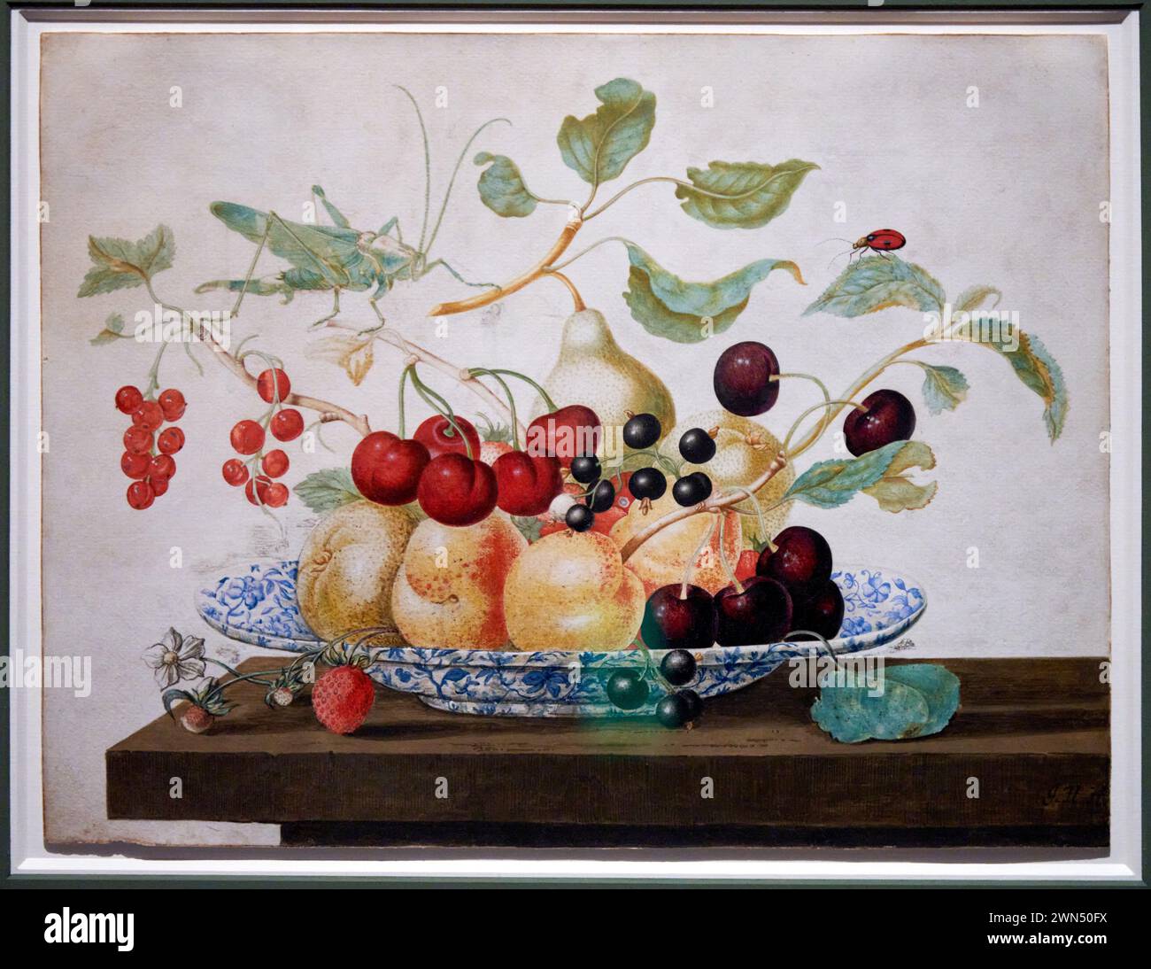 Still Life with Fruit and Grasshopper in a Delft Bowl, Hacia 1690 ...