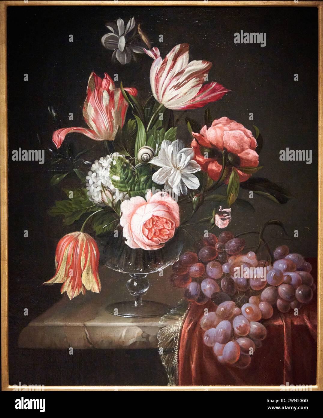 Tulips and Roses in a Vase on a Marble Table, s.f., Anna Ruysch (1666 ...