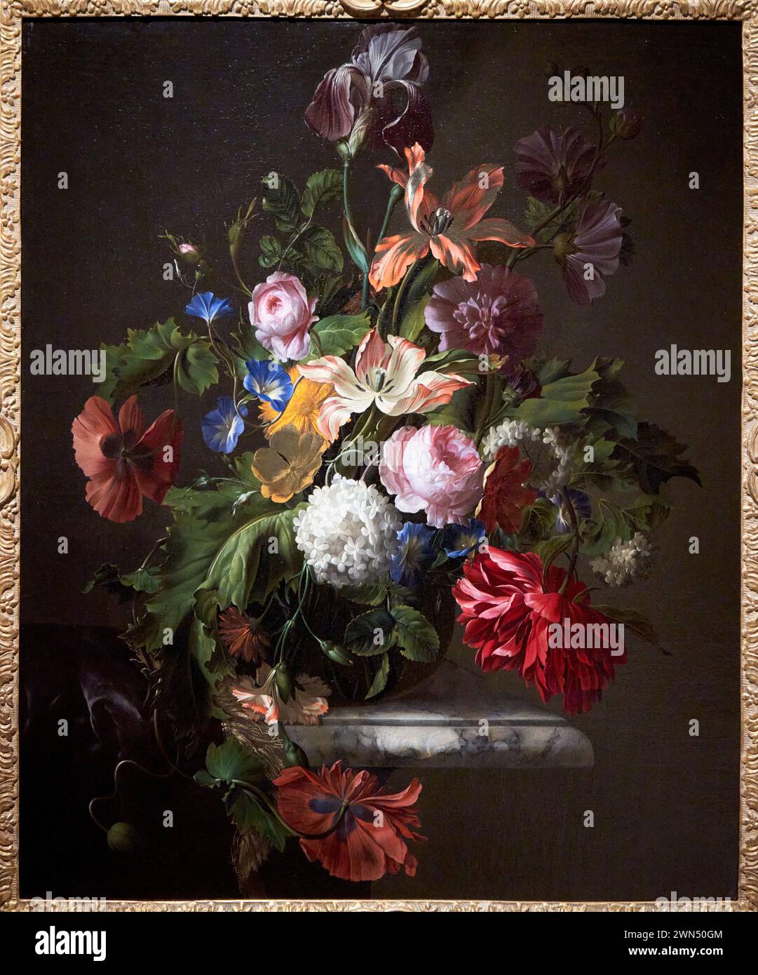 Flowers in a Glass Vase on a Marble Table, s.f., Anna Ruysch (1666-1741 ...