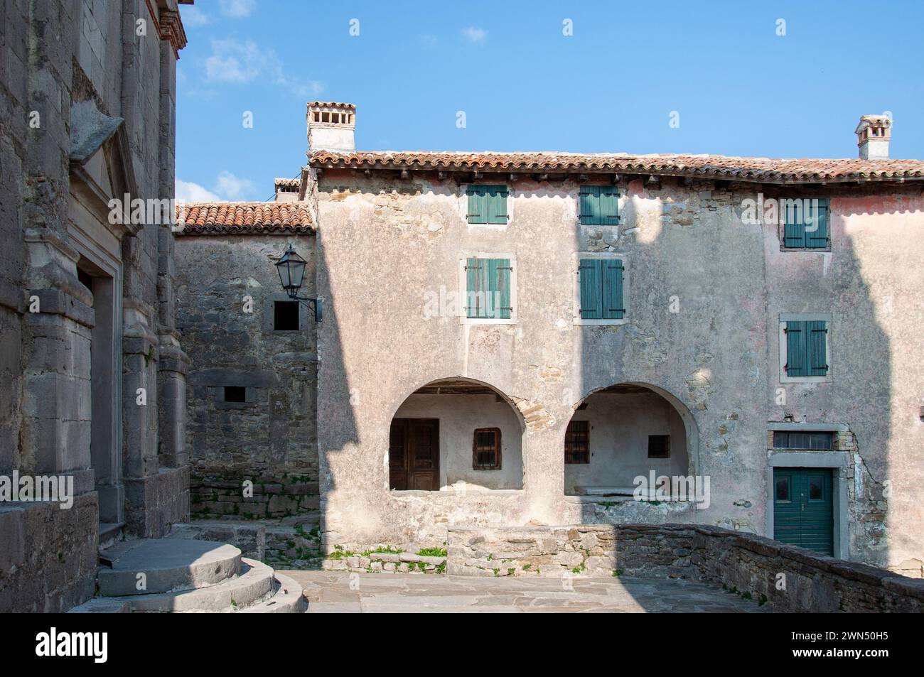 The smallest town in the world.A building with an arcade and a ...
