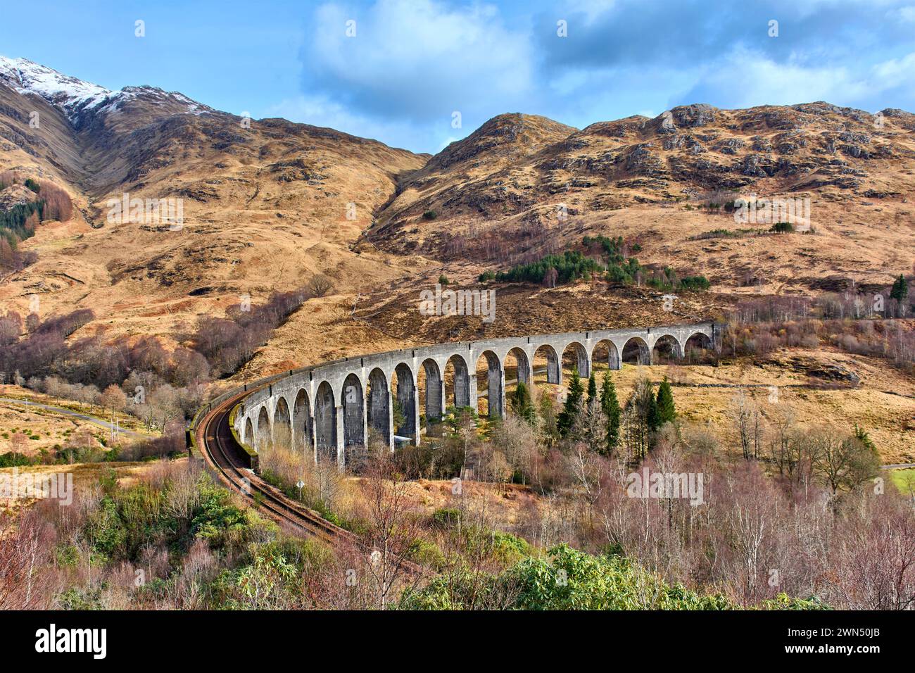 Glenfinnan Railway Viaduct Scotland the 21 concrete arches in early ...