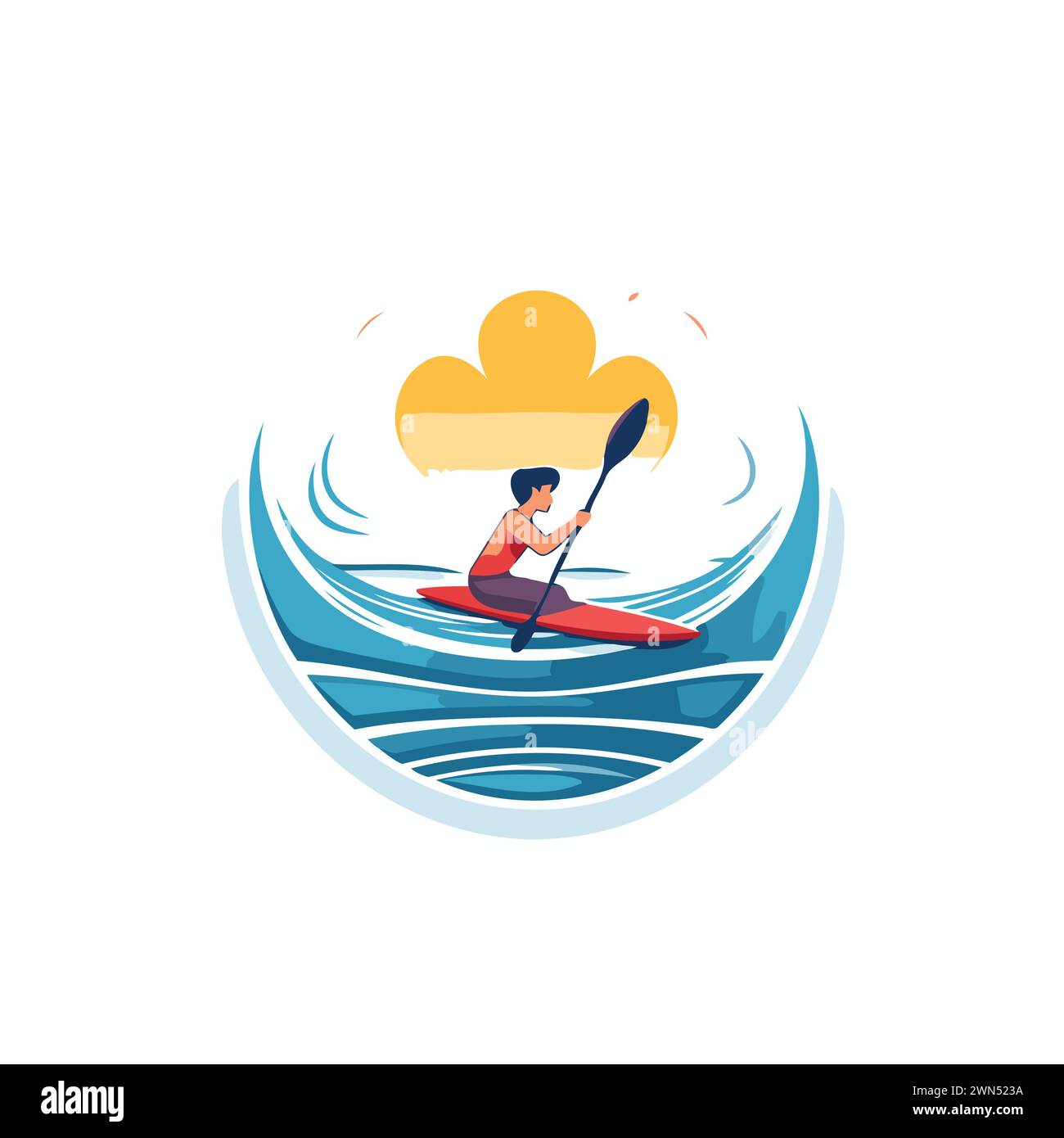 Kayaking vector icon. Canoeing logo. Vector illustration Stock Vector ...