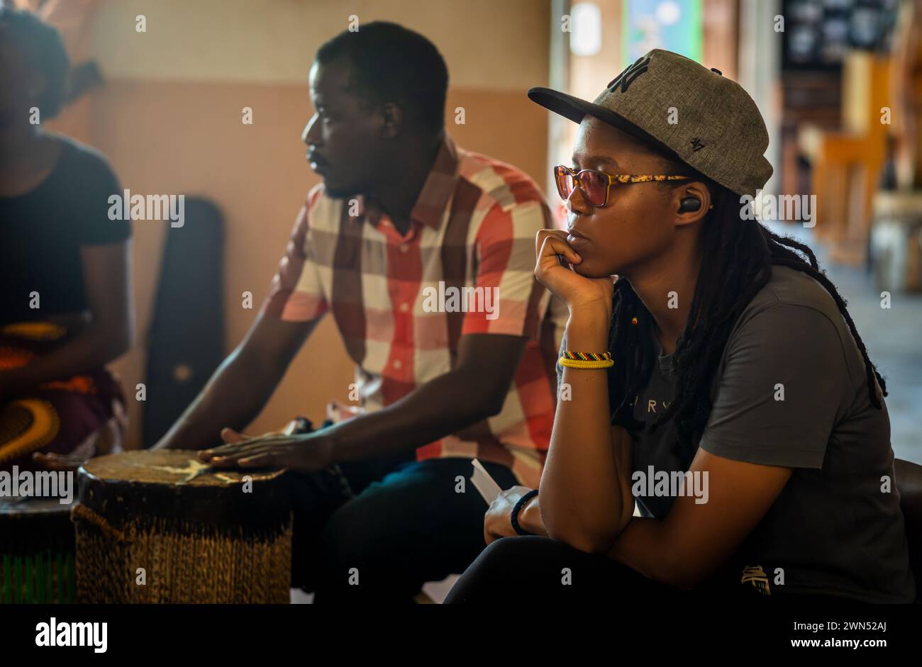 A group of African musicians rehearse at the Dhow Countries Music ...