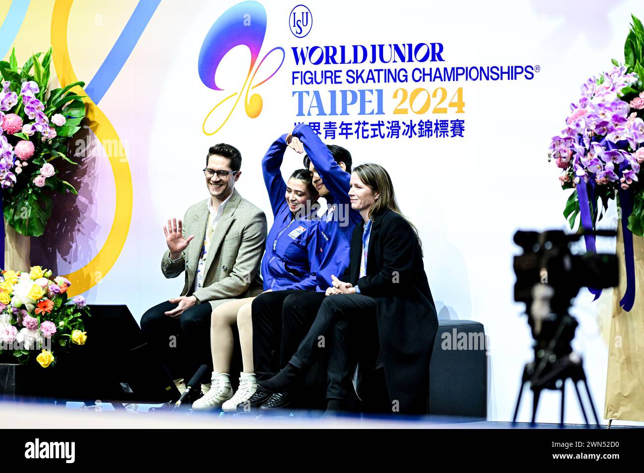 Olivia FLORES & Luke WANG (USA), at Kiss & Cry, during Junior Pairs ...