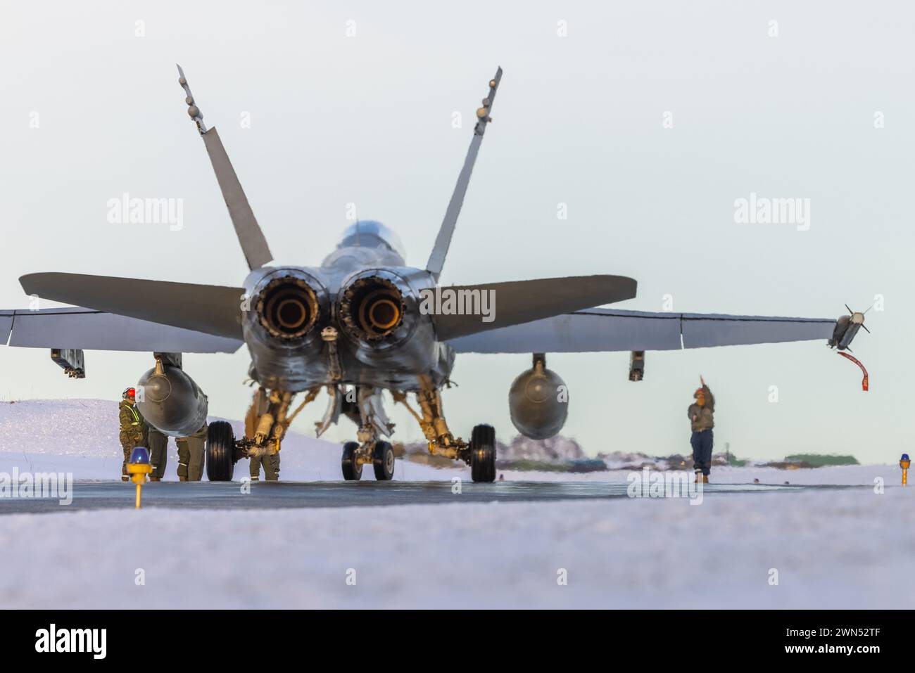 U.S. Marine F/A-18D Hornets take flight preparation for Exercise Nordic ...