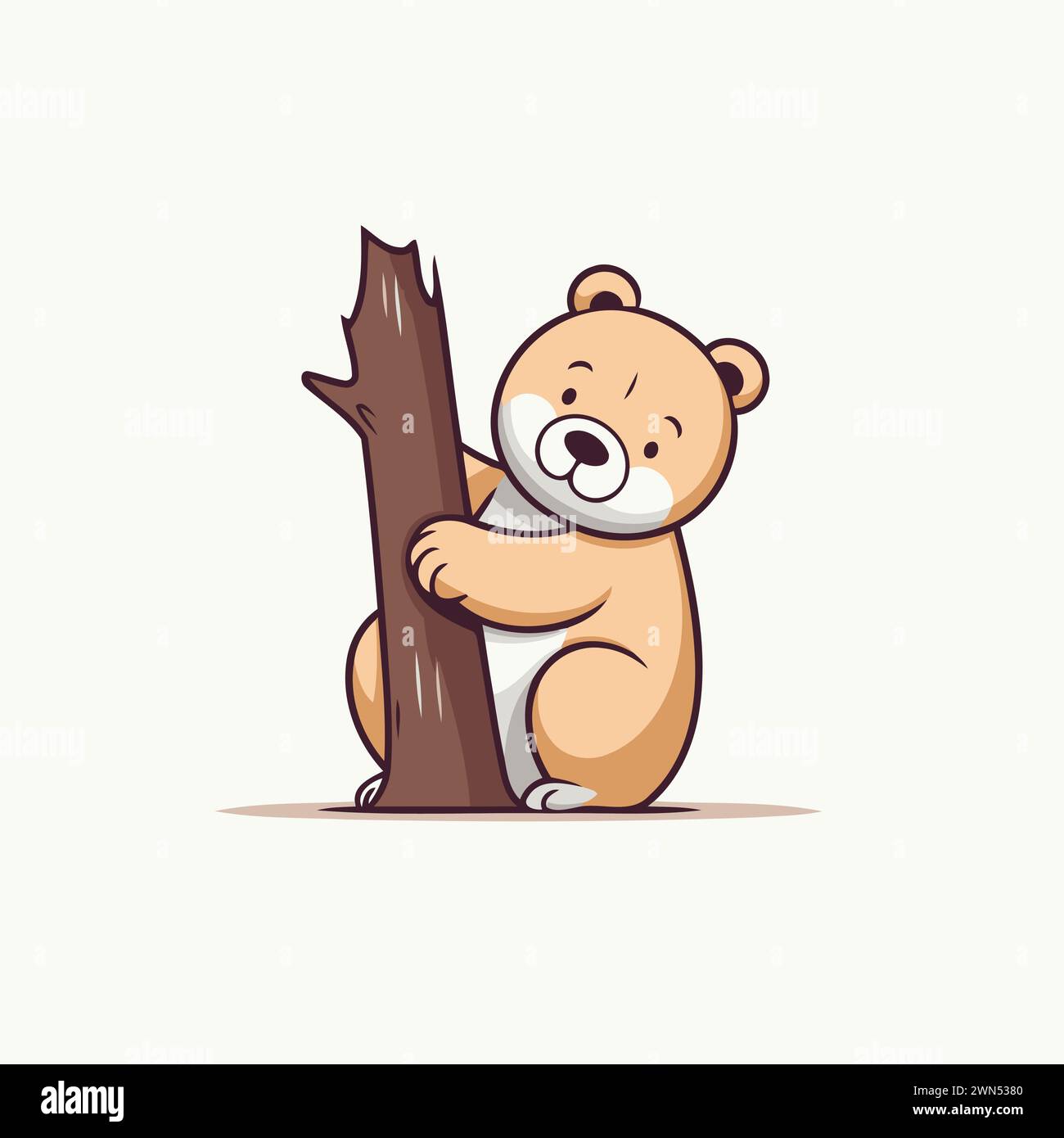 Cute cartoon bear on a tree. Vector illustration for your design Stock ...