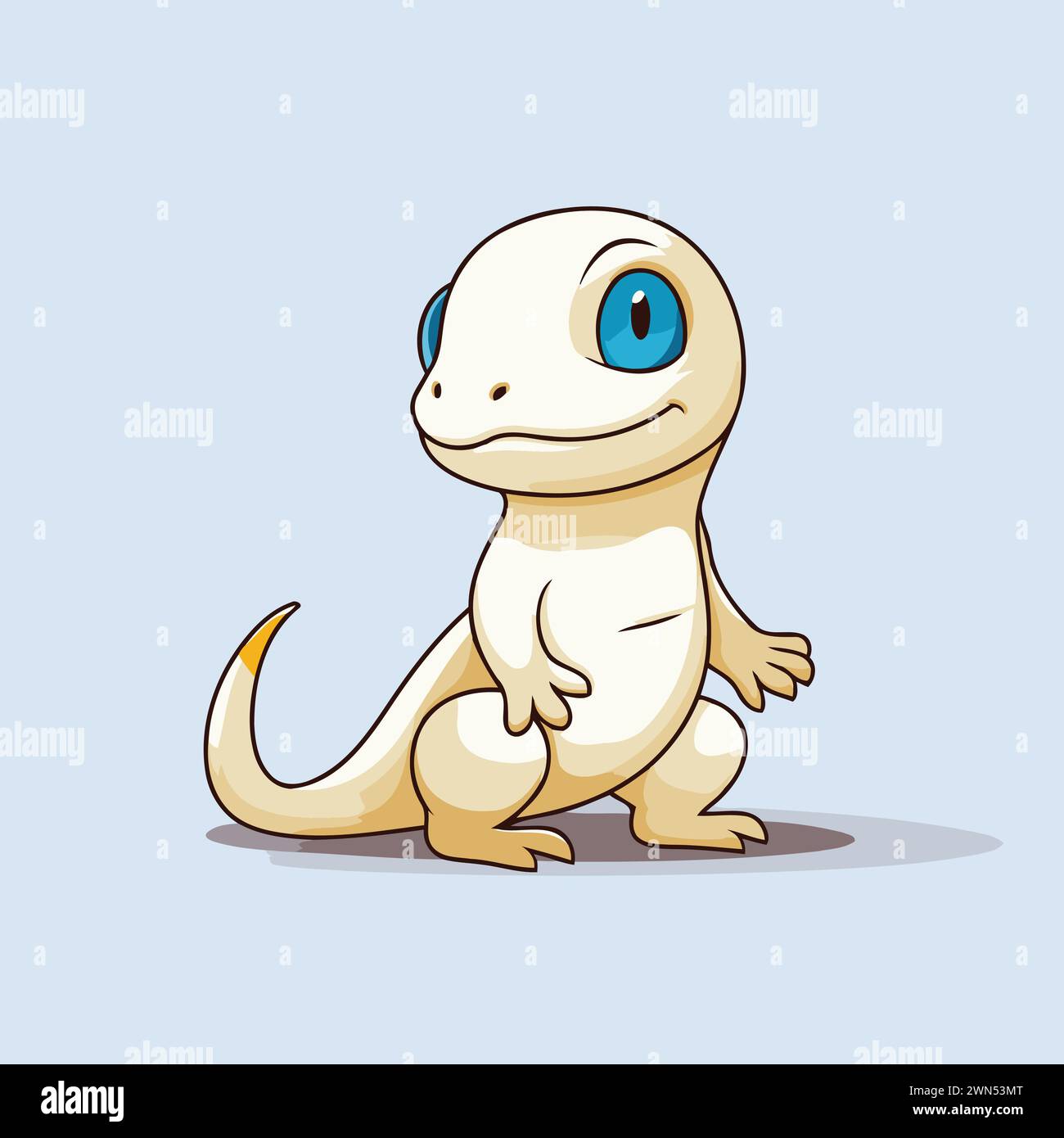 Cute cartoon baby lizard isolated on blue background. Vector ...