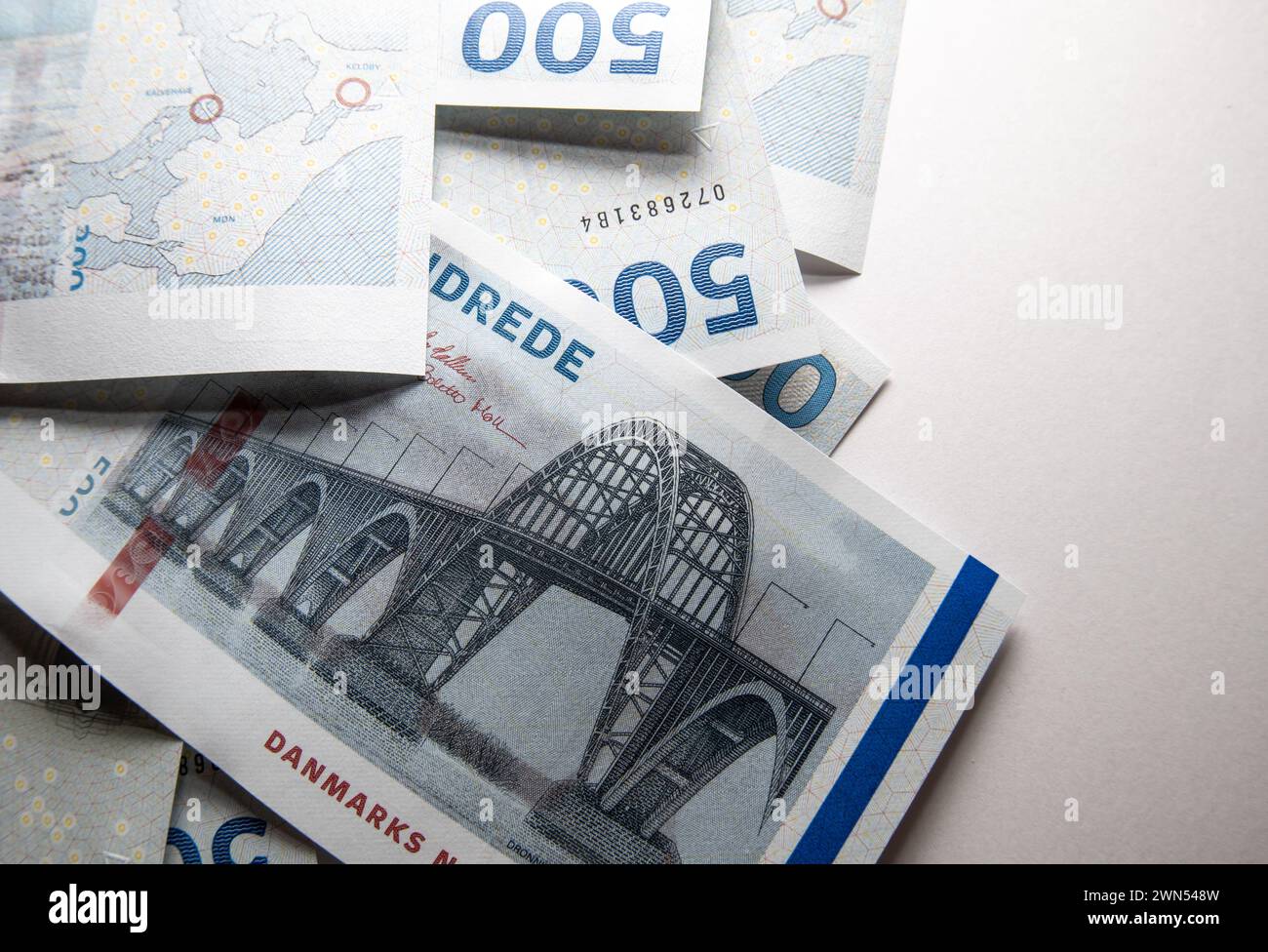 Money of Denmark. Danish kroner bills. DKK banknotes. 500 kroner ...