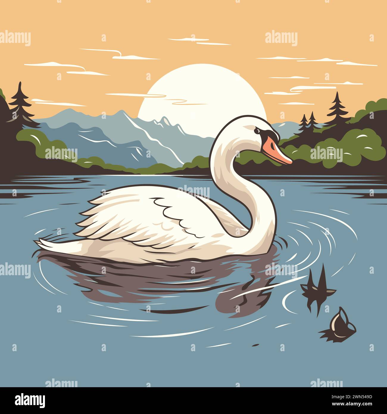 Summer swimming lake Stock Vector Images - Alamy